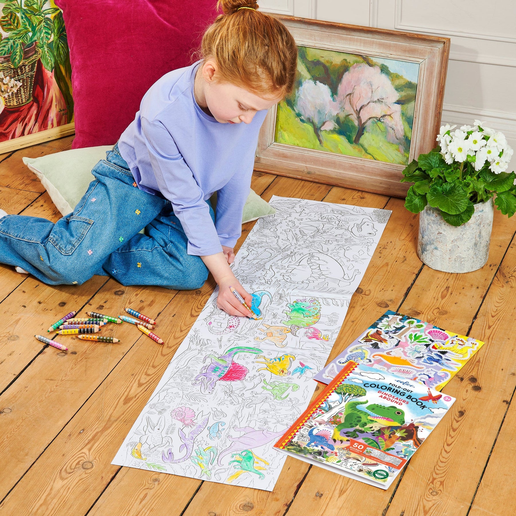 Fold-Out Coloring Book - Dinosaurs Abound | eeBoo – The Curious Bear ...